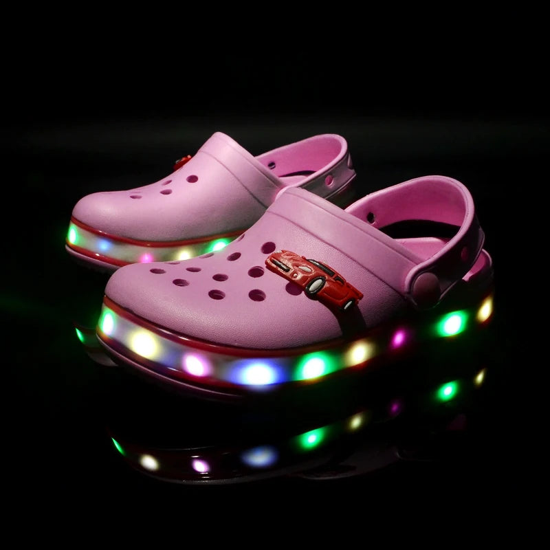 Kids Pink LED Crocs – Onesie Land